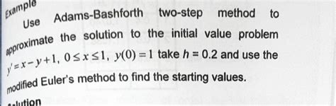 solved exampleuse adams bashforth two step method
