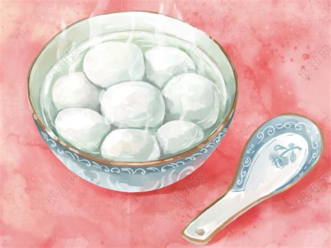 手绘过新年元宵水彩风格元宵节汤圆插画素材免费下载 觅知网