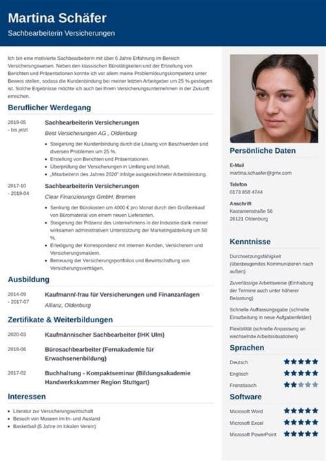 Bewerbung Als Sachbearbeiter Sachbearbeiterin Muster