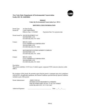 Fillable Online Dec Ny Facility DEC ID 2640100042 PERMIT Under The