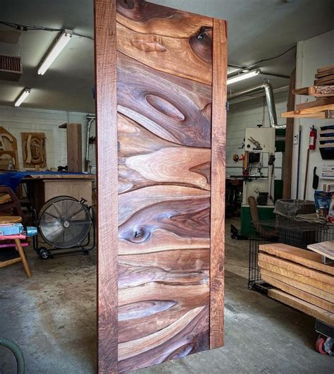 Sliding Door In Carved Walnut Etsy In 2024 Custom Wood Doors