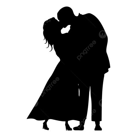 Silueta De Pareja De Novios Bes Ndose Por Amor Vector Png Pareja De
