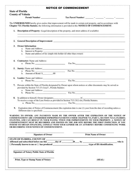 Fl Notice Commencement Fill Out Printable PDF Forms Online