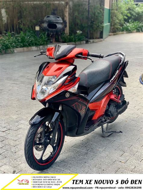 Tem xe nouvo 5 đỏ đen Nguyễn Decal Chuyên Dán Keo Xe Design Tem Xe