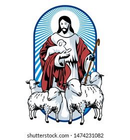 Illustration Jesus Christ Good Shepherd Stock Vector Royalty Free