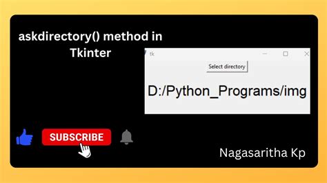 askdirectory method in filedialog in tkinter youtube