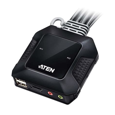 ATEN CS22H 2 Port USB 4K HDMI Cable KVM Switch With Remote Port