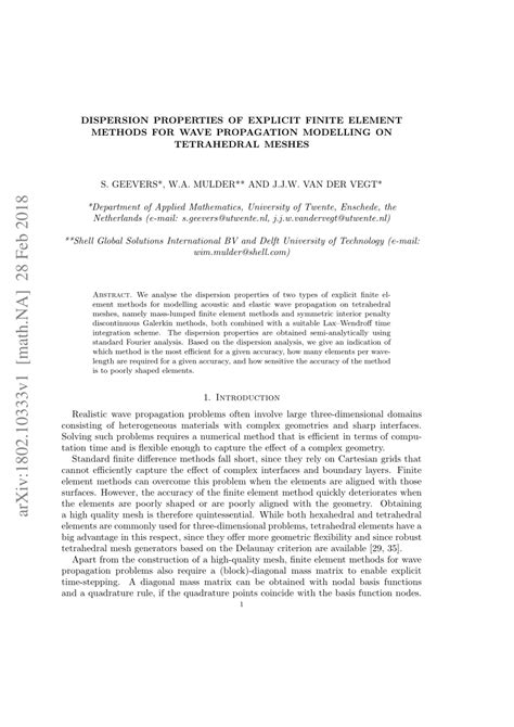 pdf dispersion properties of explicit finite element methods for wave propagation modelling on