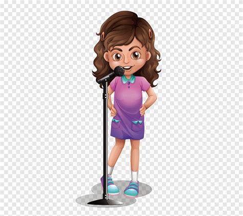 Niña cantante de dibujos animados pintada a mano Personajes de