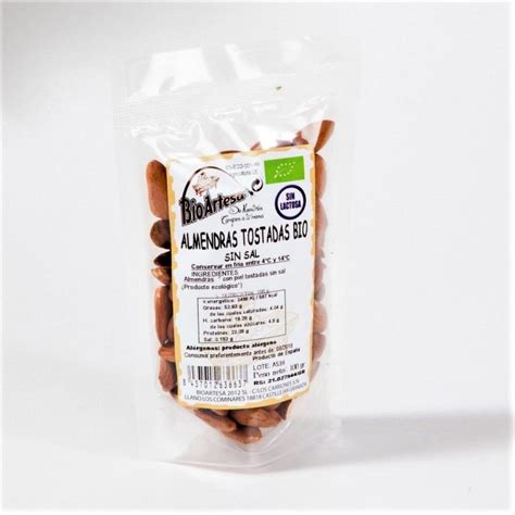 ALMENDRAS CON PIEL TOSTADAS SIN SAL BIO 100 GR BioArtesa Web Oficial