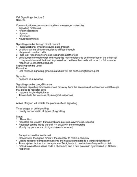 BIOL Cell Signalling Dalhousie University Biology Lecture Notes