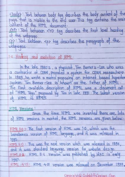 Html Handwritten Notes Codewithcurious