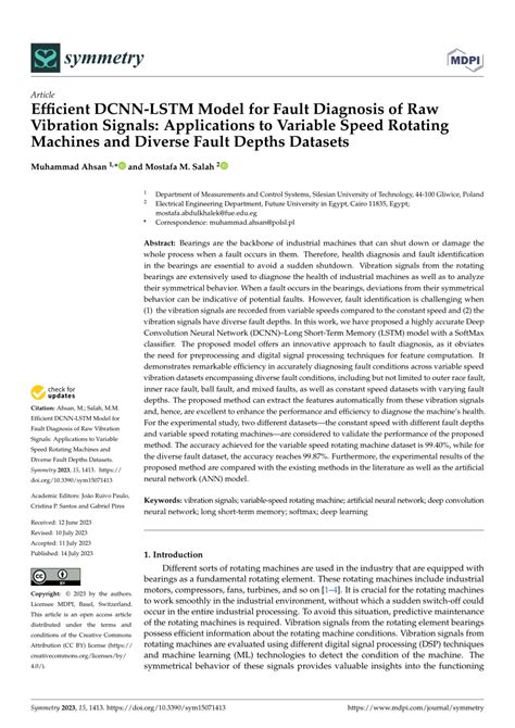pdf efficient dcnn lstm model for fault diagnosis of raw vibration signals applications to