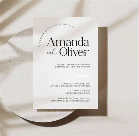 Minimal Wedding Invitation Card Printable Wedding Invitation Template