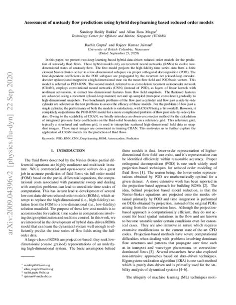 pdf assessment of unsteady flow predictions using hybrid deep learning based reduced order