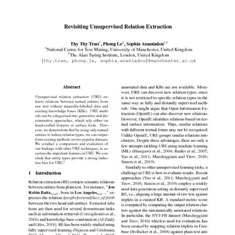 revisiting unsupervised relation extraction acl anthology