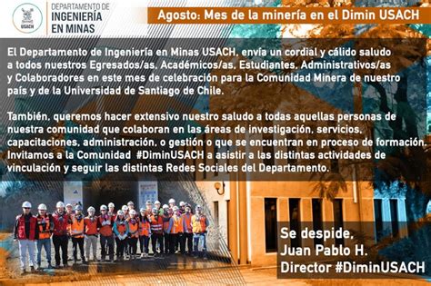 Agosto Mes de la minería en el Dimin USACH Departamento de
