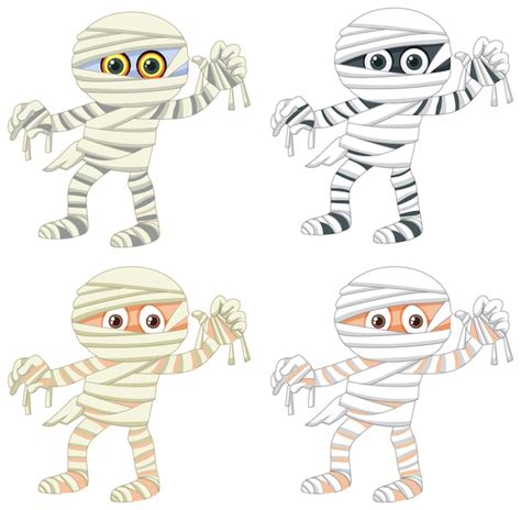 Conjunto De Diferentes Personajes De Dibujos Animados De Momias
