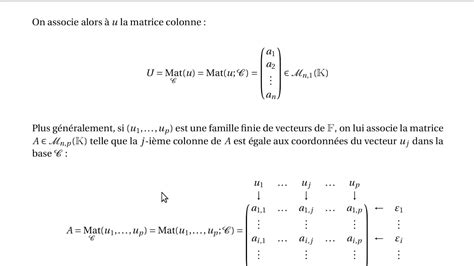 Chapitre 19 Matrice D Une Famille De Vecteurs YouTube