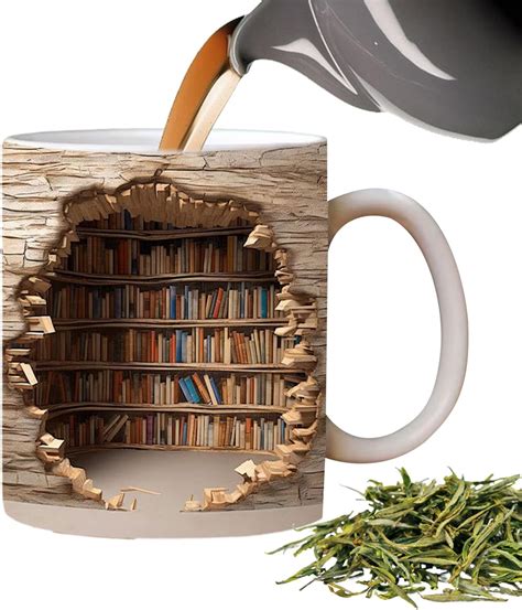 3D Bookshelf Mug A Library Shelf Cup Book Lovers Coffee Mug With 3D