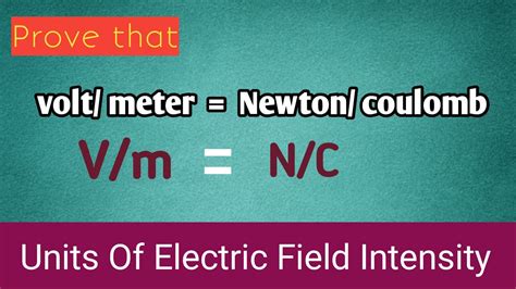 Equivalence Of Volt Meter V M To Newton Coulomb N C YouTube