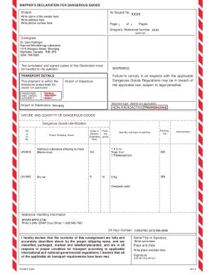Fillable Online Creating The IATA Dangerous Goods Form The Shipper