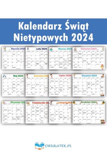 Kalendarz Świąt Nietypowych 2024 i 2025 do druku Drukatek pl