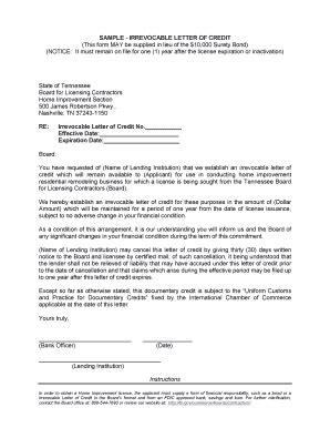 Sample Letter Of Credit Agreement