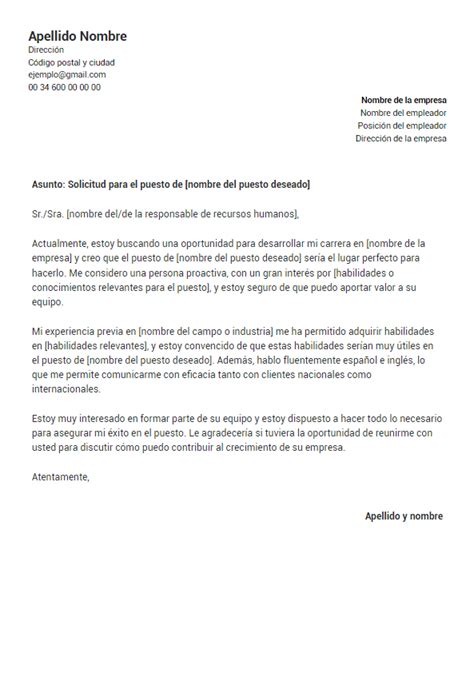 Modelo de carta de presentación para rellenar y descargar