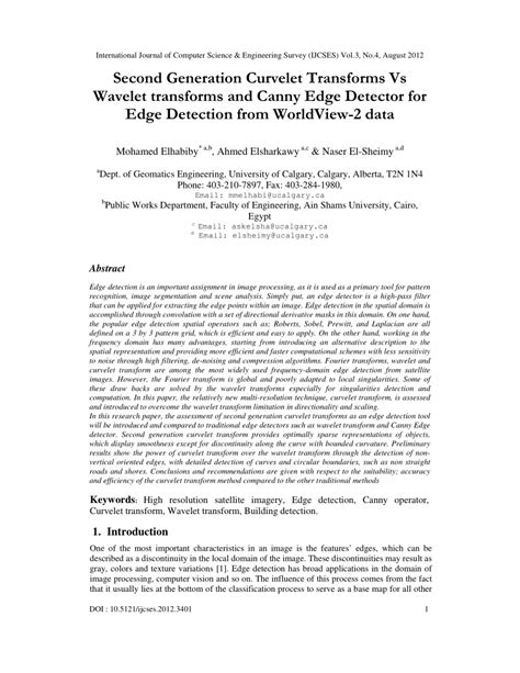 pdf second generation curvelet transforms vs wavelet transforms and canny edge detector for