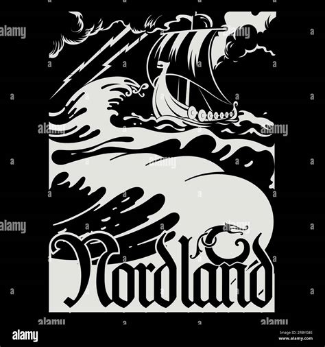 Scandinavian Viking Design Viking Ship Drakkar Sails On The Waves Of
