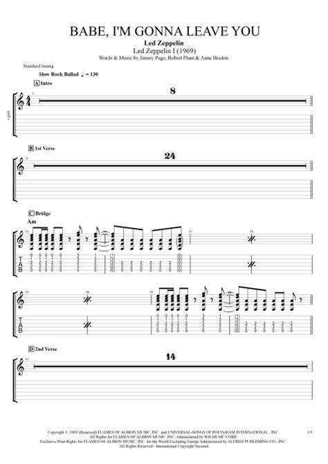 Babe I M Gonna Leave You Tab By Led Zeppelin Guitar Pro Guitars