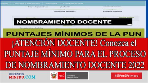 ATENCIÓN DOCENTE Conozca el PUNTAJE MÍNIMO PARA EL PROCESO DE