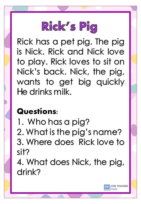 Reading Passages With Comprehension Question Set Fun Teacher Files