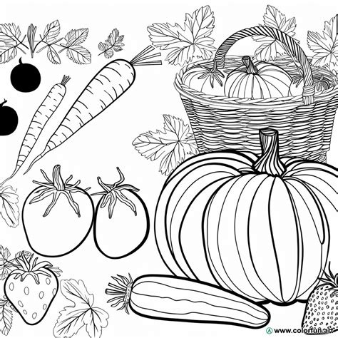 Coloriage de fruits et légumes du potager à Télécharger ou à Imprimer
