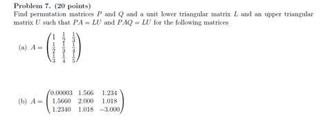 solved problem 7 20 points find permutation matrices p