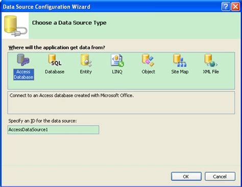 7 choose a microsoft access database from app data