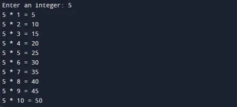 c program to print multiplication table of given number w3adda