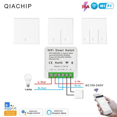 EWelink Mini Interrupteur Mural Intelligent Wifi 16A AC 100 240 Sans