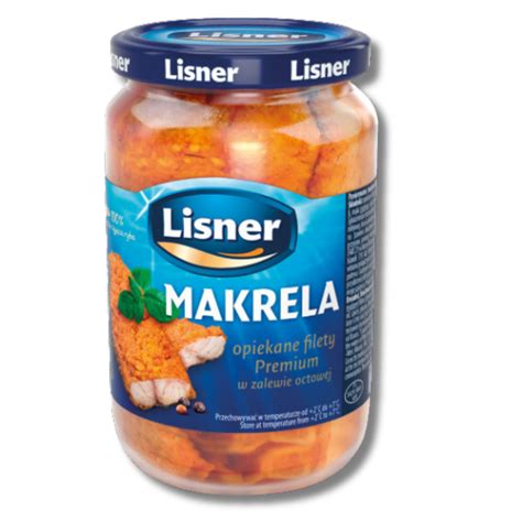 OPIEKANE FILETY Z MAKRELI W ZALEWIE OCTOWEJ Lisner 700g Polski