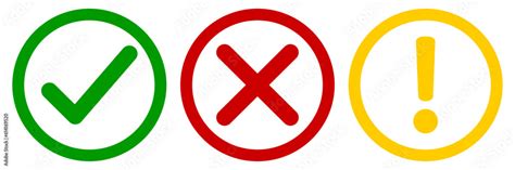 Obraz Vector Set Of Flat Round Check Mark X Mark Icons Exclamation