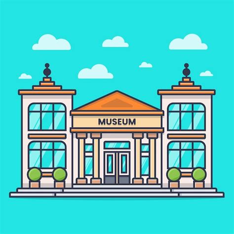 Vetor De Desenho Animado De Constru O De Museu Vetor Premium