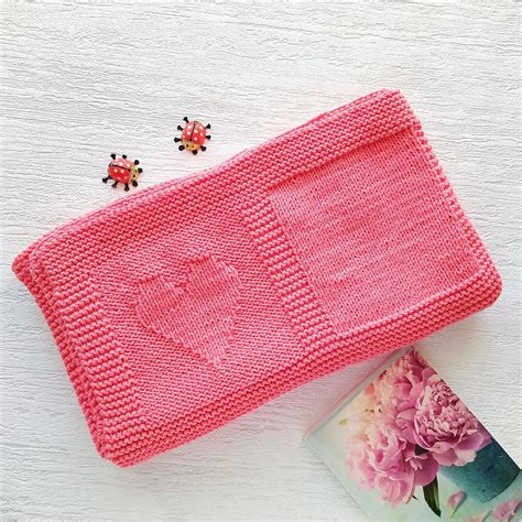 Knit Blanket Pattern Heart Baby Blanket Easy Baby Knit Pdf Etsy