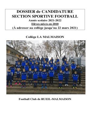 Remplissable En Ligne Dossier De Candidature Section Sportive Faxer