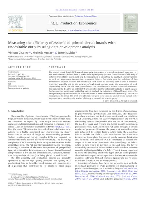 pdf measuring the efficiency of assembled printed circuit boards with undesirable outputs