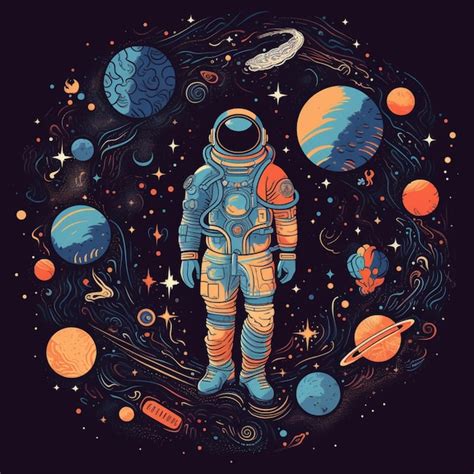 Astronauta flotando en el vasto vacío del espacio Foto Premium