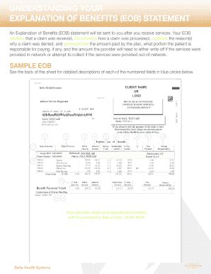 Fillable Online Explanation Of Benefits EOB Statement Fax Email Print