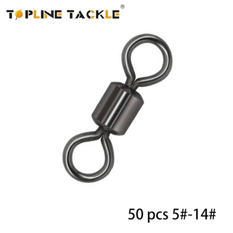Topline Tackle 50pcs Swivel Fishing Connector Strong Fishing Rolling