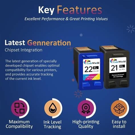 Remanufactured 21 22 Xl Cartouches D Encre De Pour Hp 21Xl 22Xl Noir