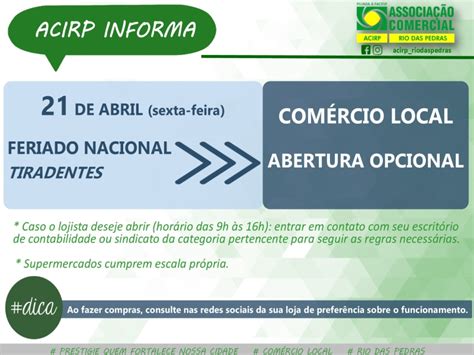 21 DE ABRIL FERIADO DE TIRADENTES Associação Comercial e Industrial